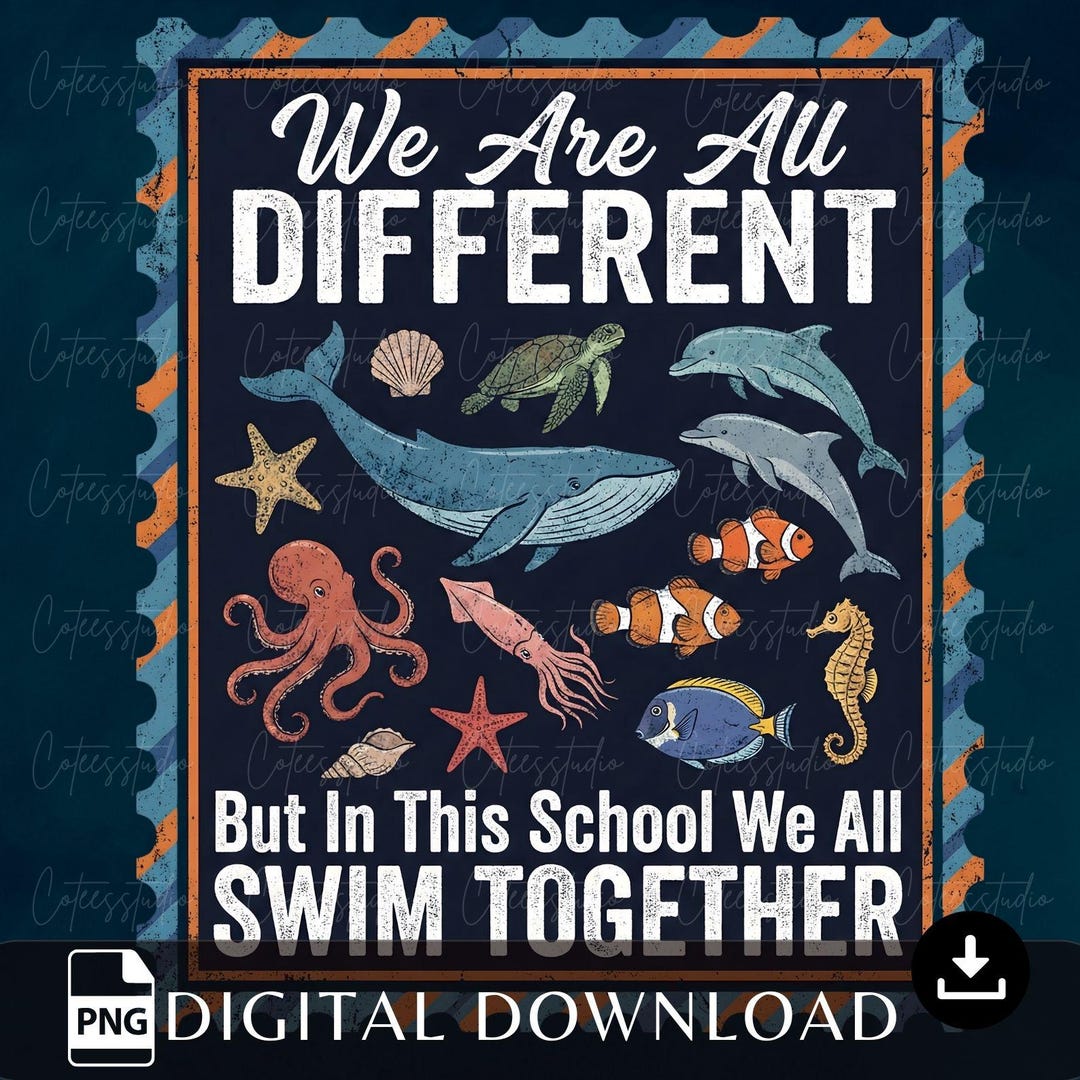 Inclusion Teacher Sea Animals PNG, Retro Classroom Sublimation (digital ...