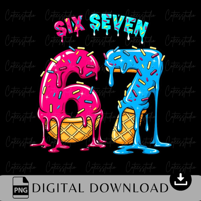Baseball Number 67 Ice Cream Drip PNG, Birthday Design (digital ...