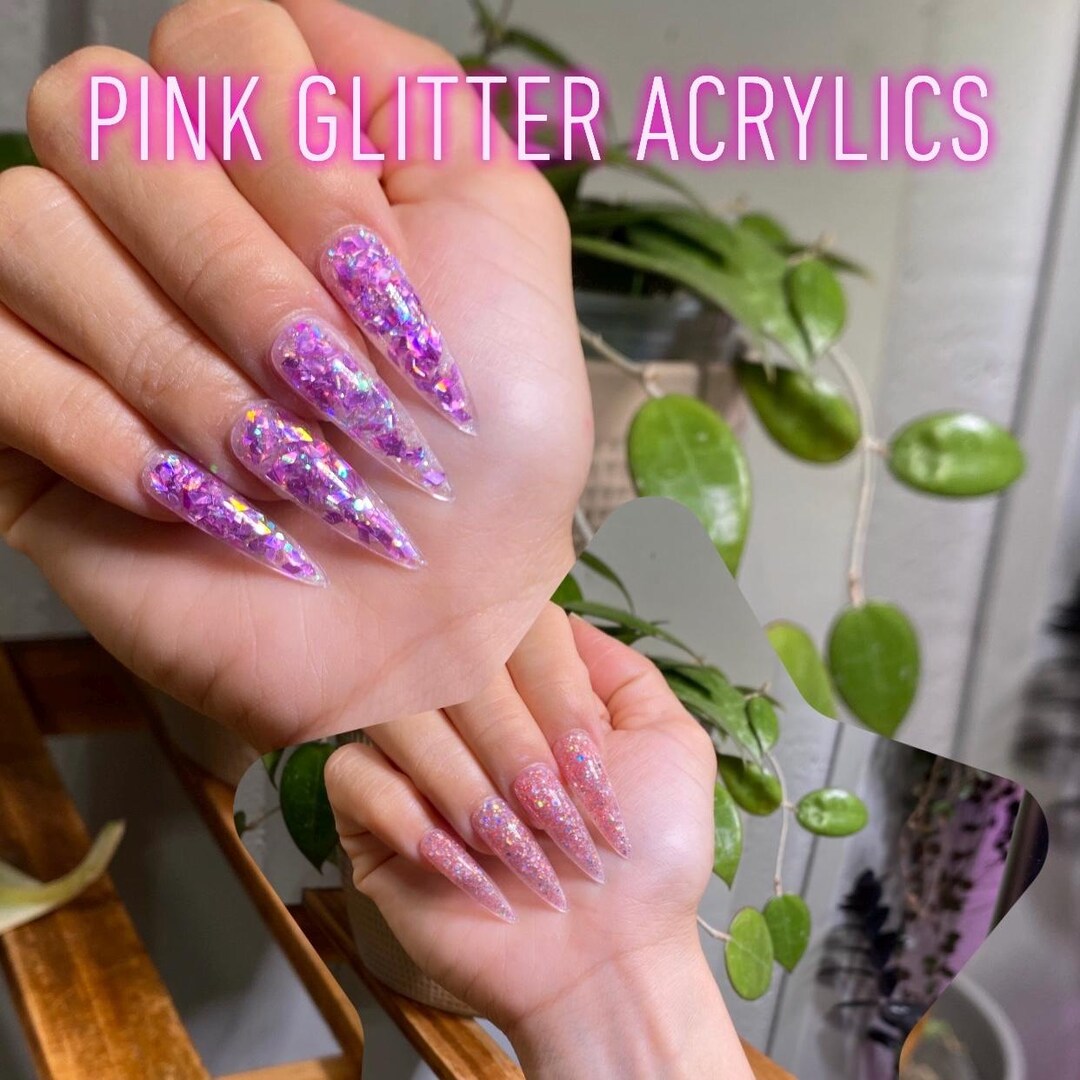 Glam and Glitz 1oz PINK Glitter Acrylic Powder - Etsy