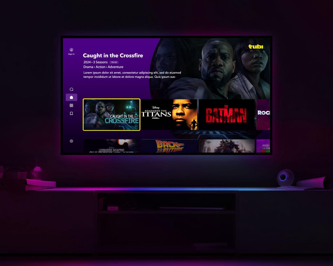 Tubi-style Interface Mockup - Etsy