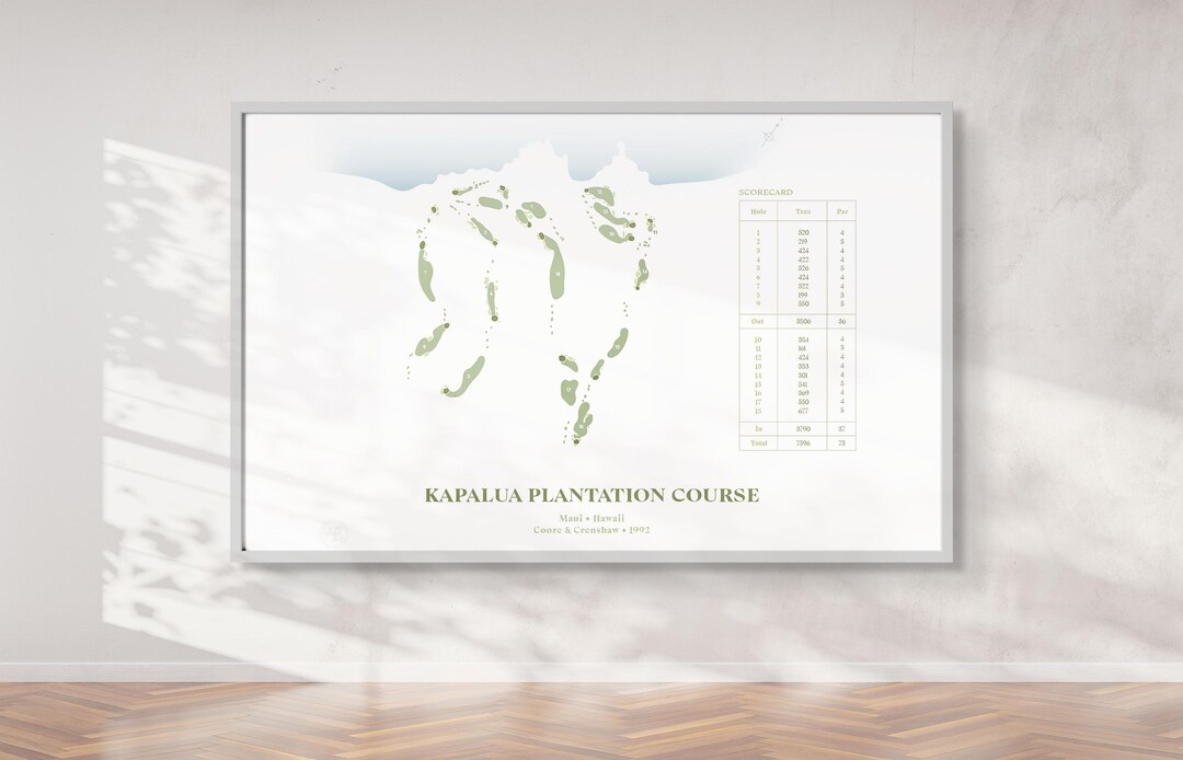 Kapalua Plantation | Golf Course Map, Golf Painting, Golf Gift, Course ...
