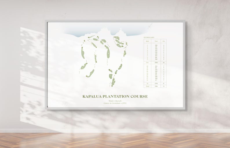 Kapalua Plantation | Golf Course Map, Golf Painting, Golf Gift, Course ...