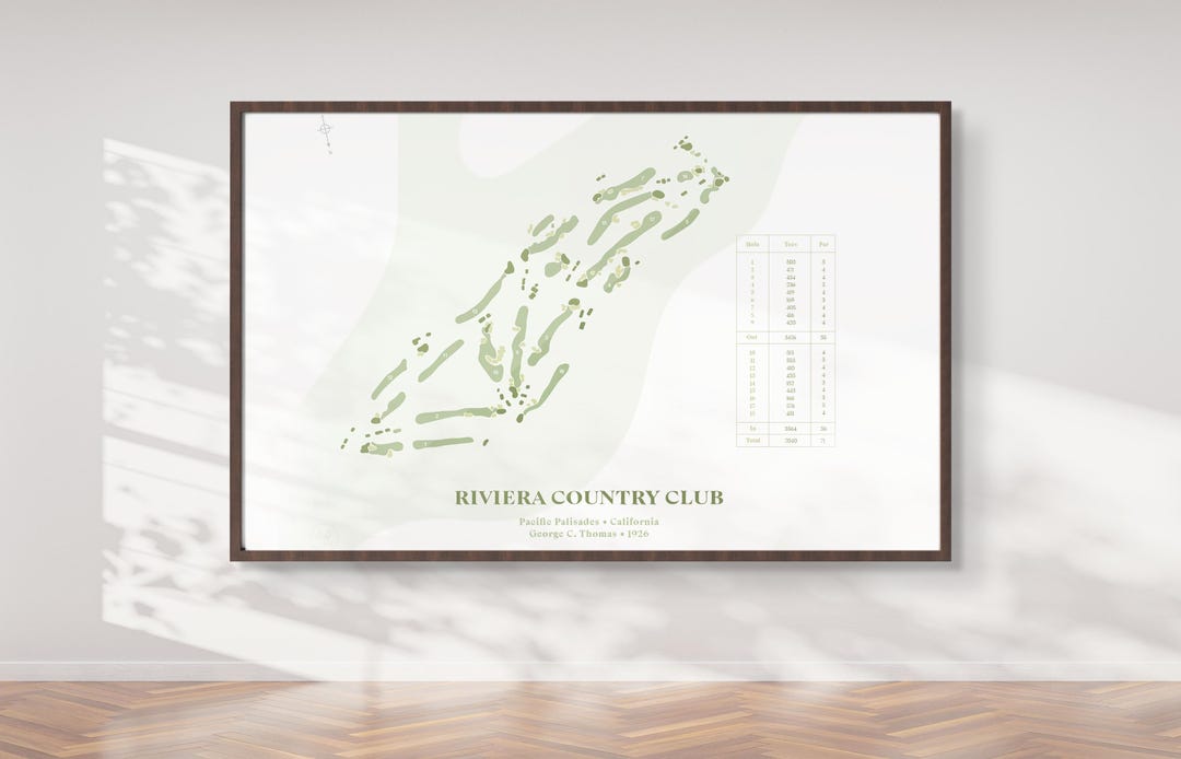 Riviera Country Club Golf Course Map, Golf Painting, Golf Gift, Course ...