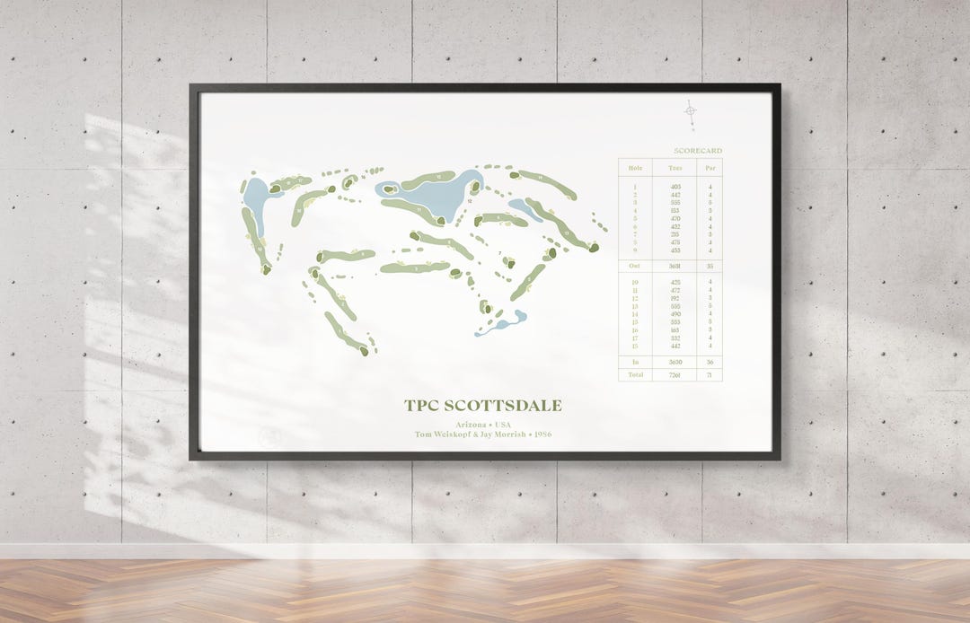 TPC Scottsdale | Golf Course Map, Golf Painting, Golf Gift, Course ...