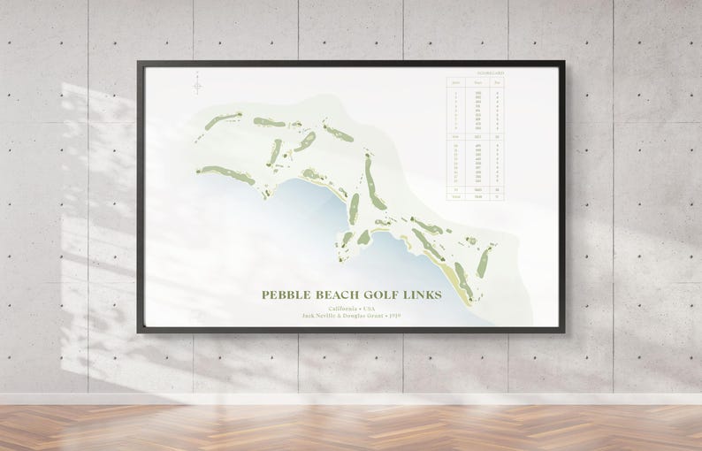 Pebble Beach Golf Links Map Art | Golf Course Layout Print - Etsy