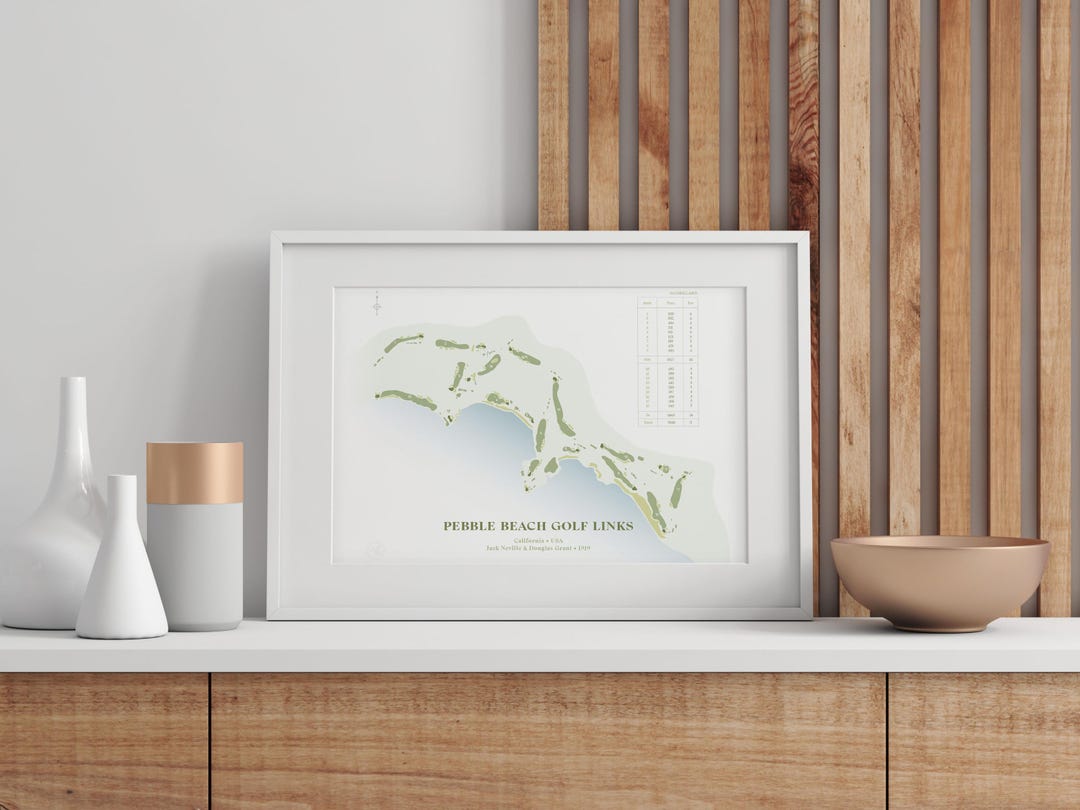 Pebble Beach Golf Links Map Art | Golf Course Layout Print - Etsy