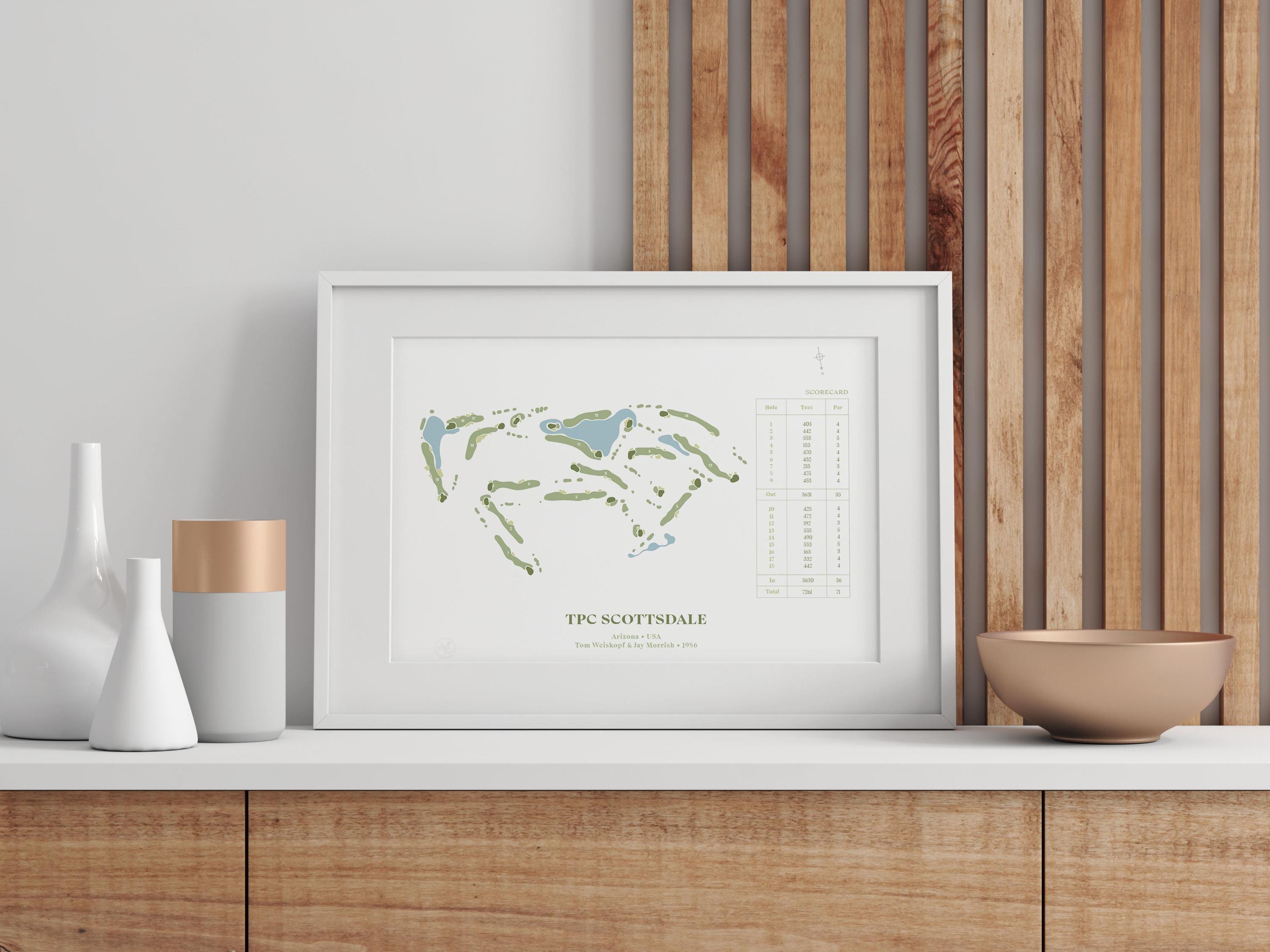 TPC Scottsdale | Golf Course Map, Golf Painting, Golf Gift, Course ...
