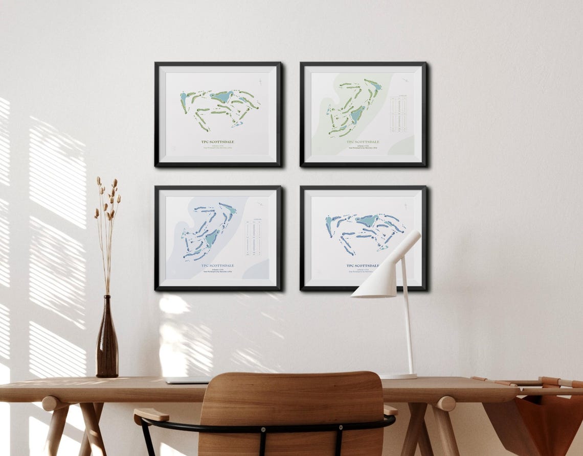 TPC Scottsdale | Golf Course Map, Golf Painting, Golf Gift, Course ...