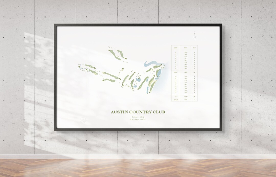 Austin Country Club | Golf Course Map, Golf Painting, Golf Gift, Course ...