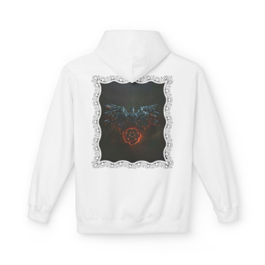 Supernatural Dark Angel Hoodie With Fiery Pentagram Design - Gothic ...