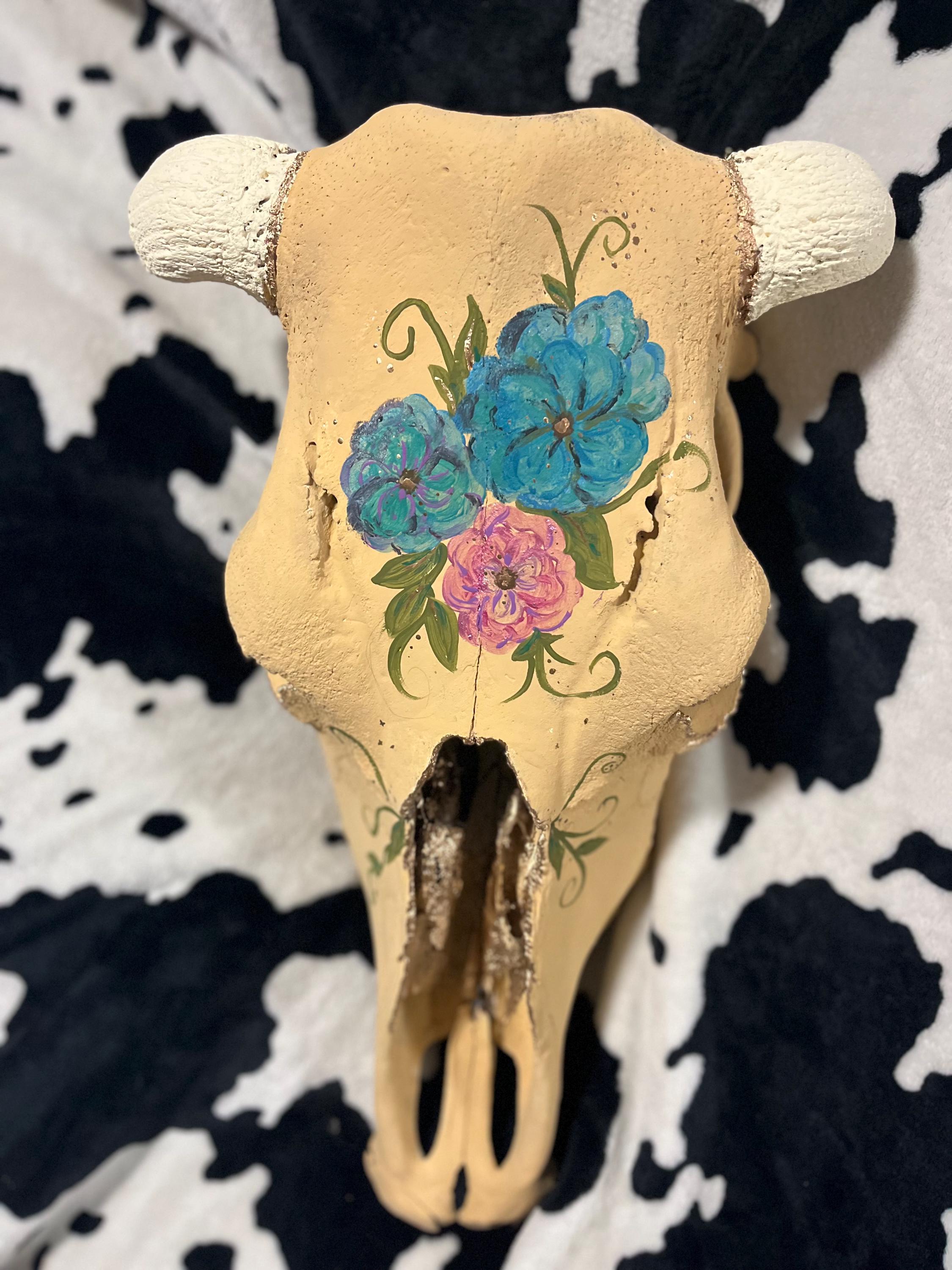 Painted Cow Skull - Etsy