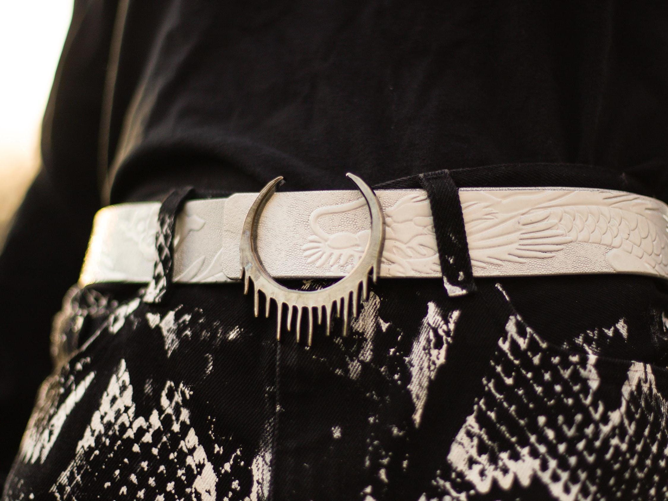 Crescent Moon Dragon Belt, Unqiue Belt, Handmade Belt, Tattoo Art Belt ...