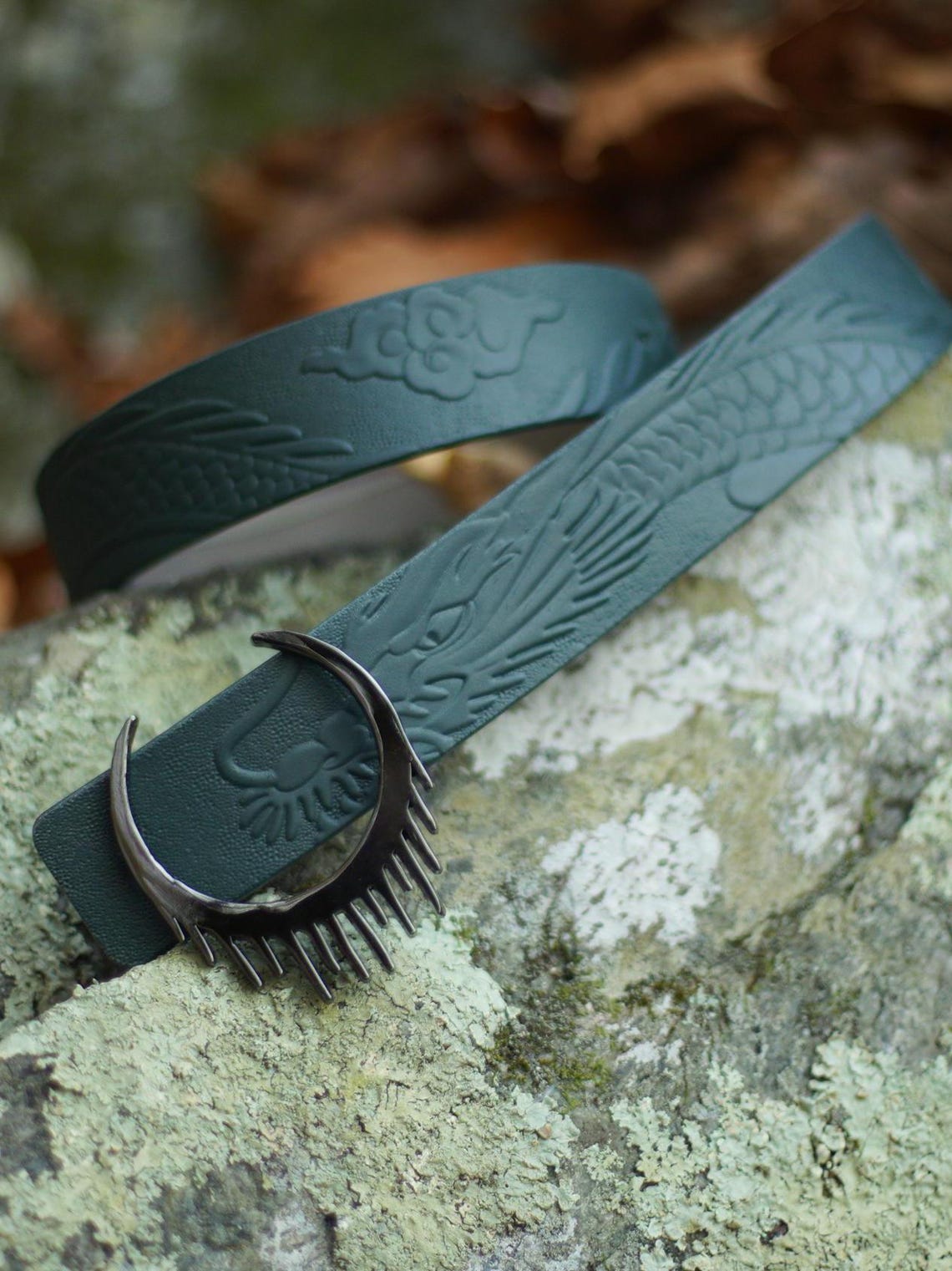 Crescent Moon Dragon Belt, Unqiue Belt, Handmade Belt, Tattoo Art Belt ...