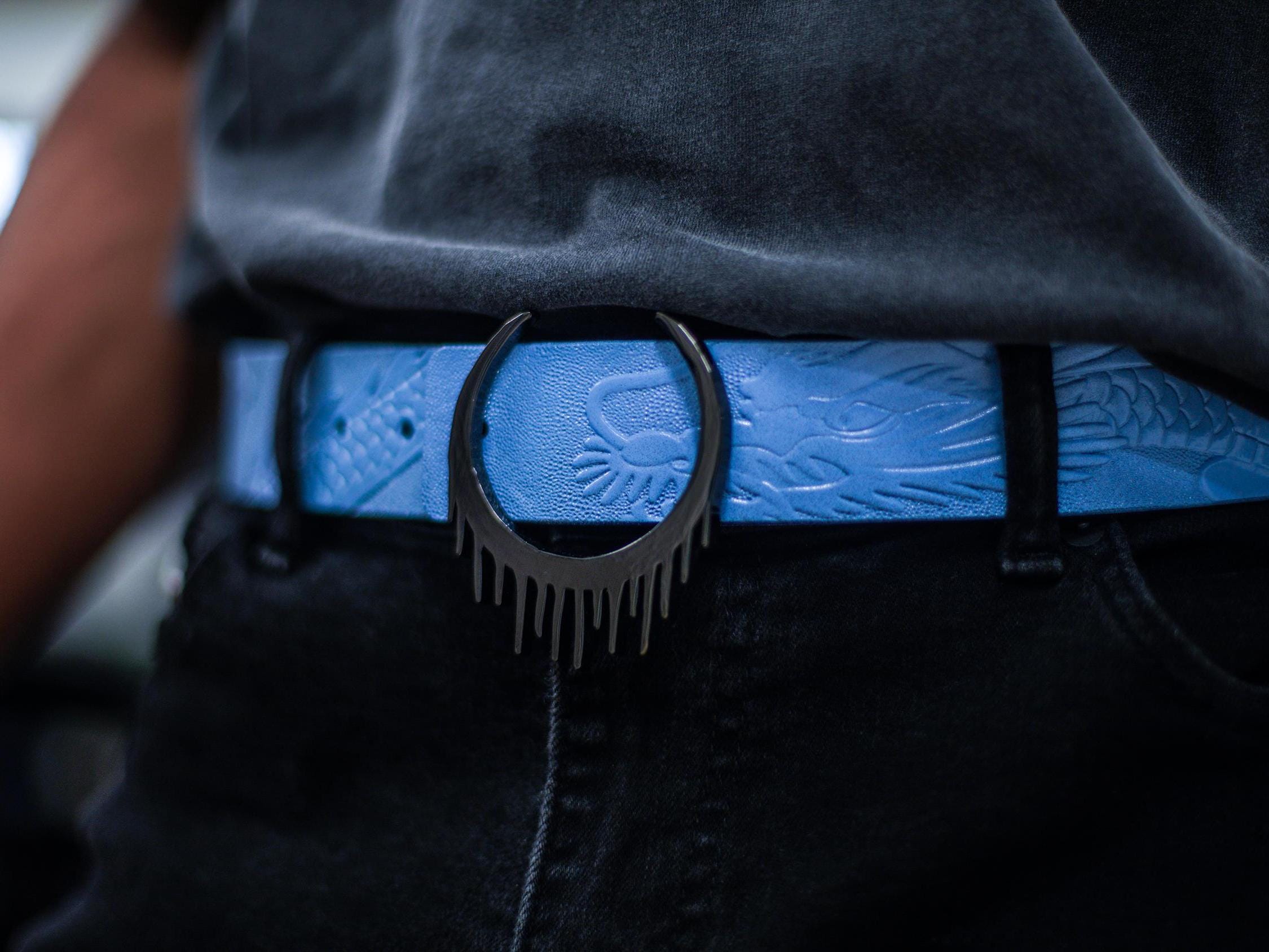 Crescent Moon Dragon Belt, Unqiue Belt, Handmade Belt, Tattoo Art Belt ...