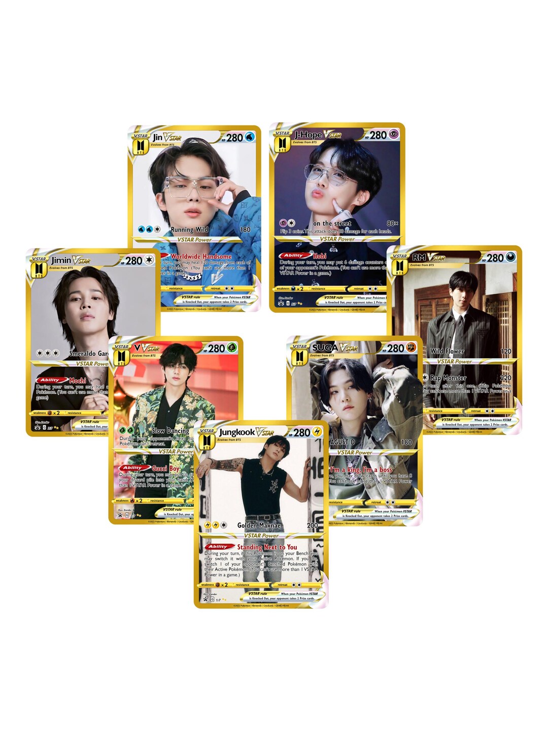 BTS VSTAR Holographic Pokémon Photocards Collection (set of 7) - Etsy