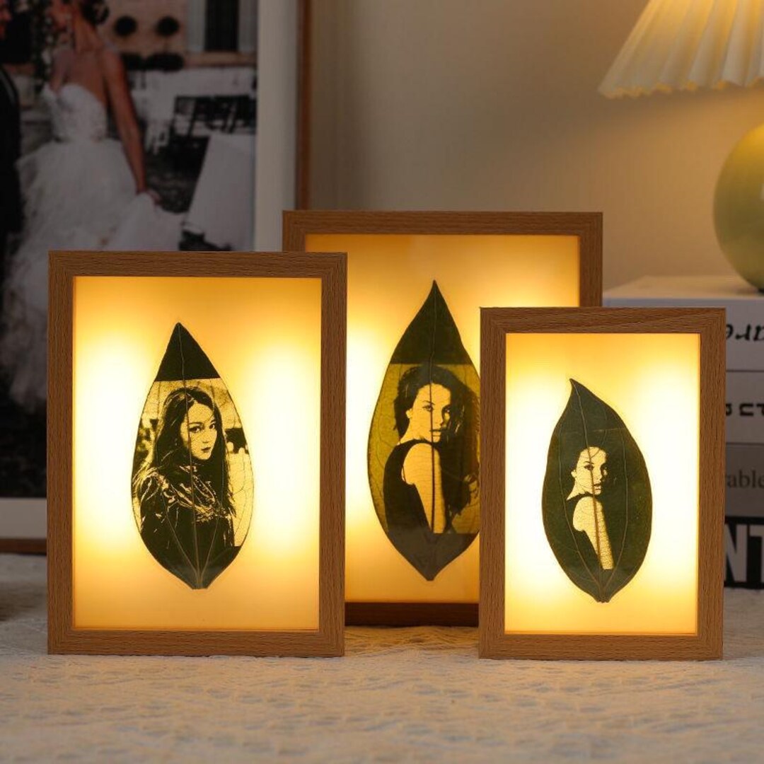 Customized Leaf Carving Photos Art, Pressed Flower, Personalized Leaf ...