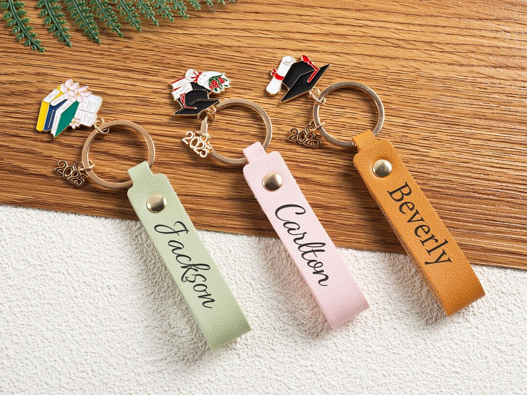 Personalized Name Leather Graduation Keychain,graduation Gift,2025 ...