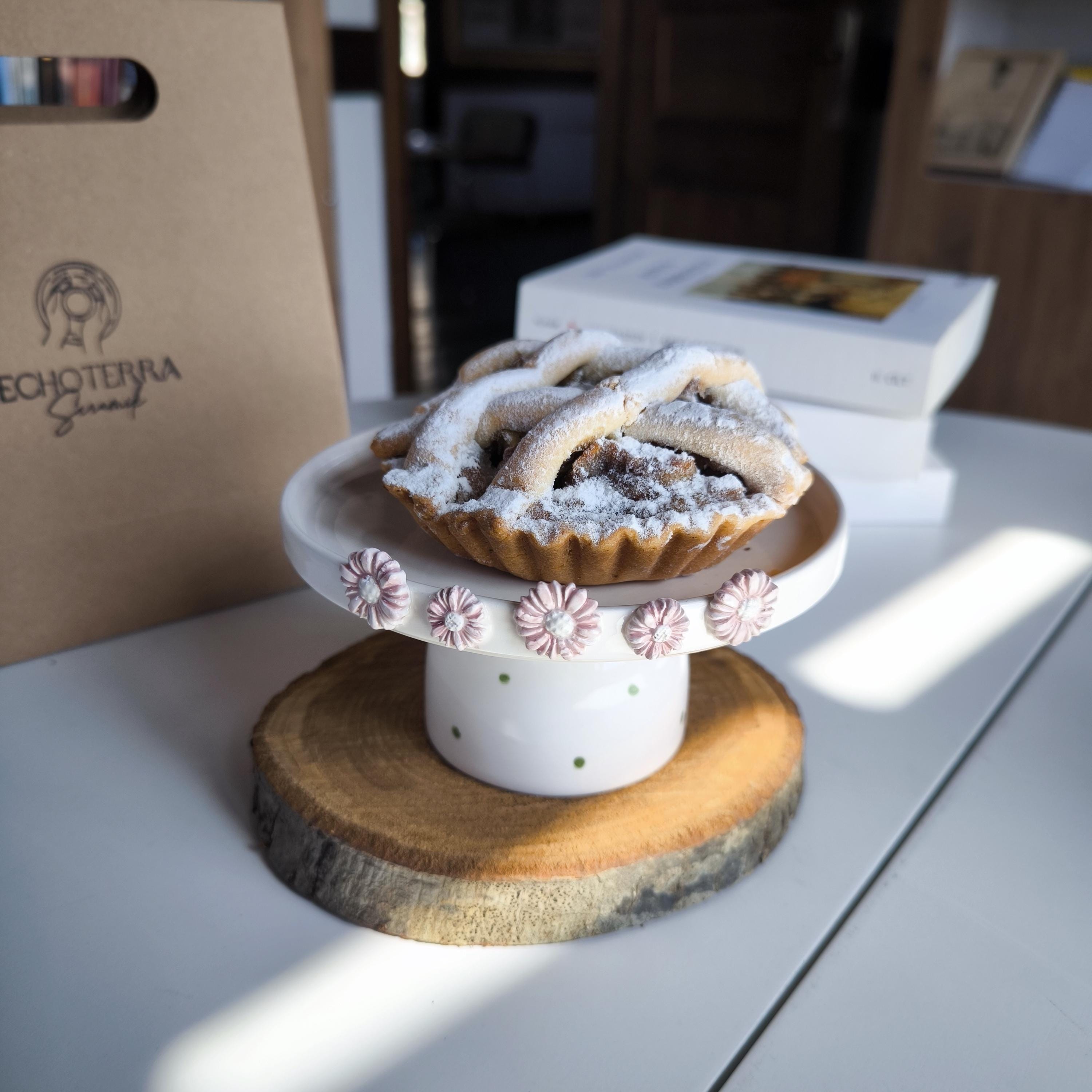 Handmade Ceramic Cake Stand: Pink Flower Dessert Pedestal - Etsy