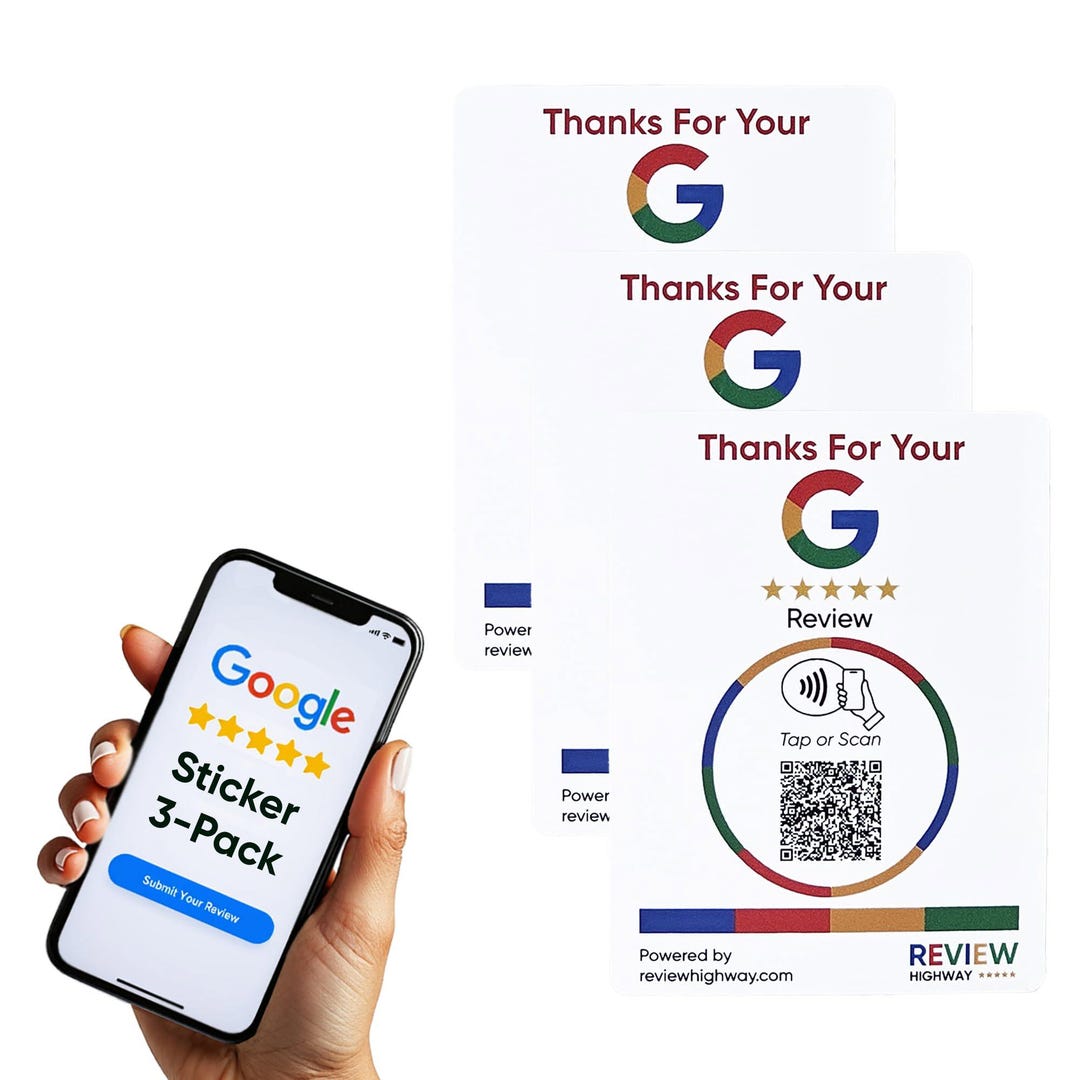 Google Review Sticker - Large Reusable Smart Tap NFC & QR Code Sign ...