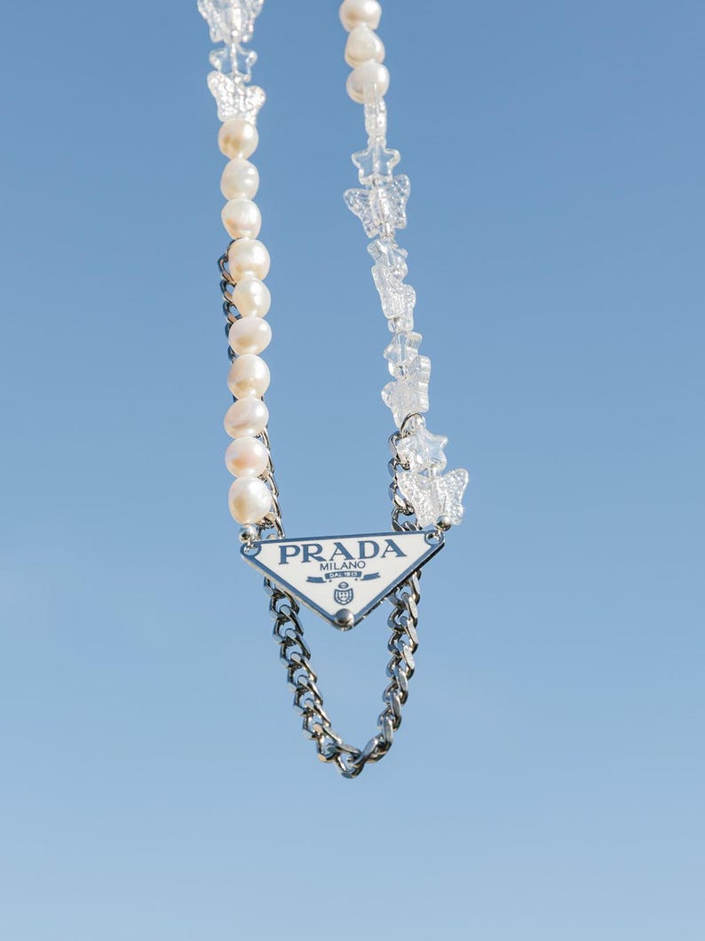 Repurposed Prada Pearl and Beaded Necklace in White - Etsy