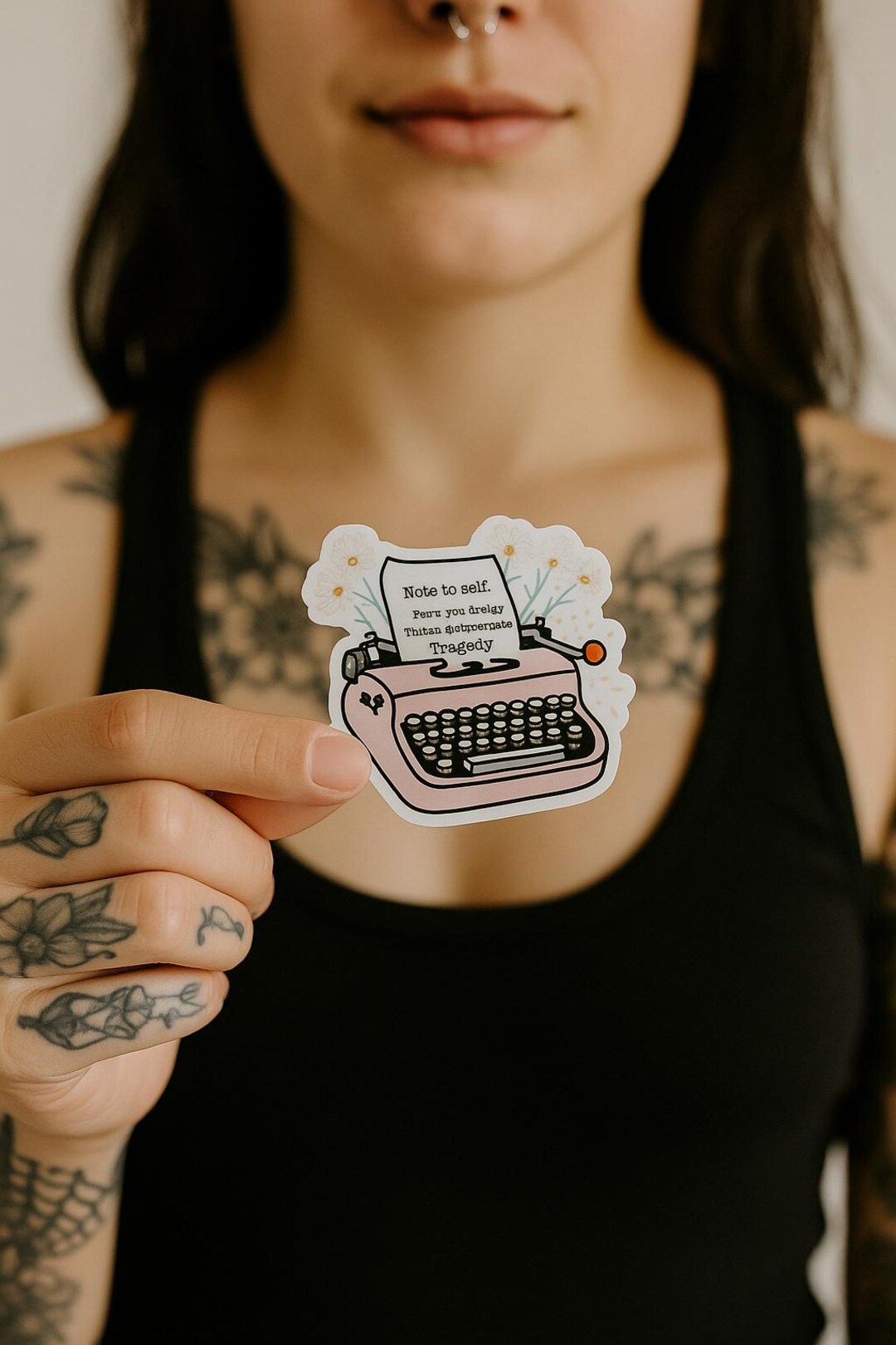 Emo Typewriter Sticker: "note to Self, I Miss You Terribly" Lyrics - Etsy