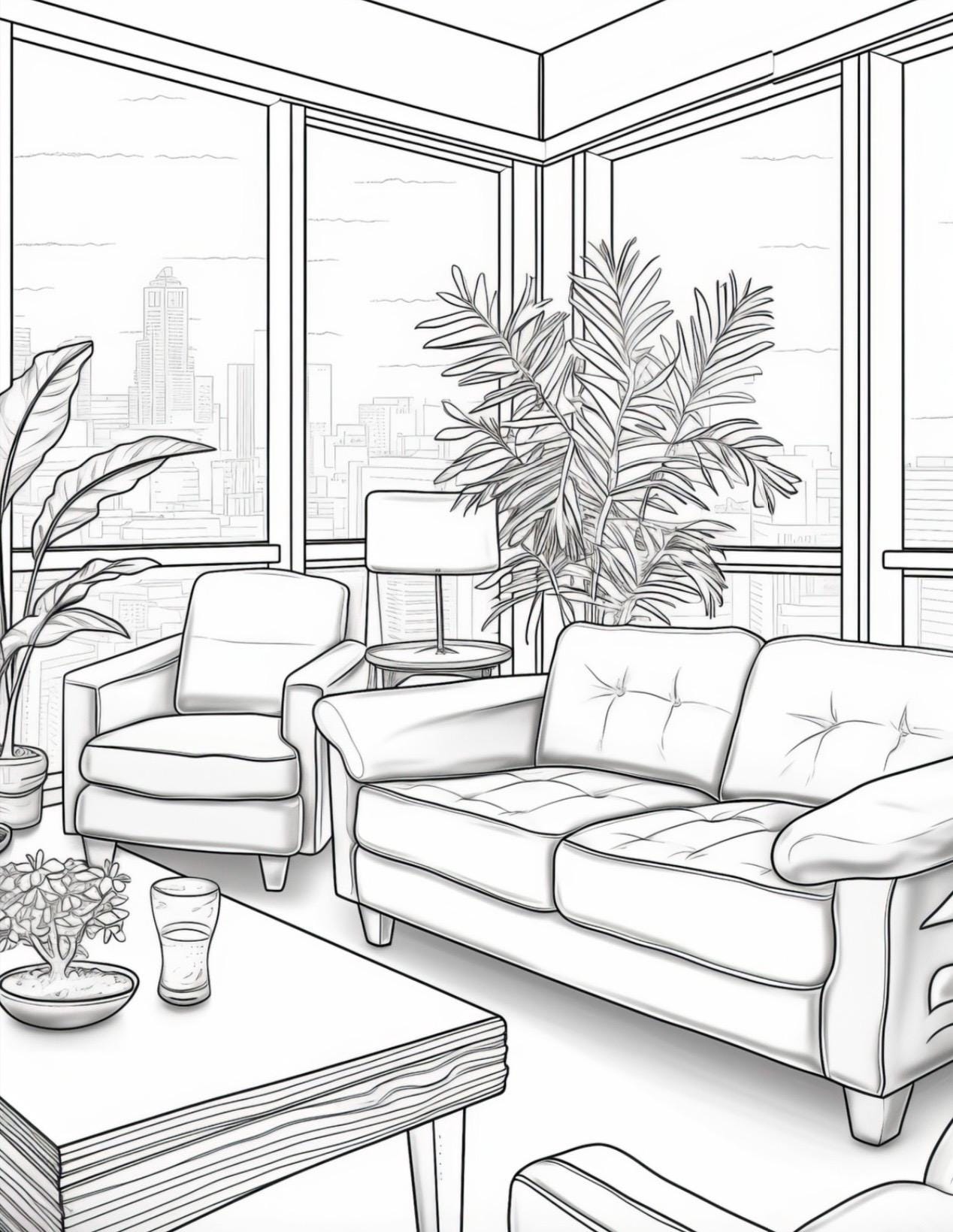 LUXURY INTERIORS (25 Stunning Coloring Pages) - Etsy