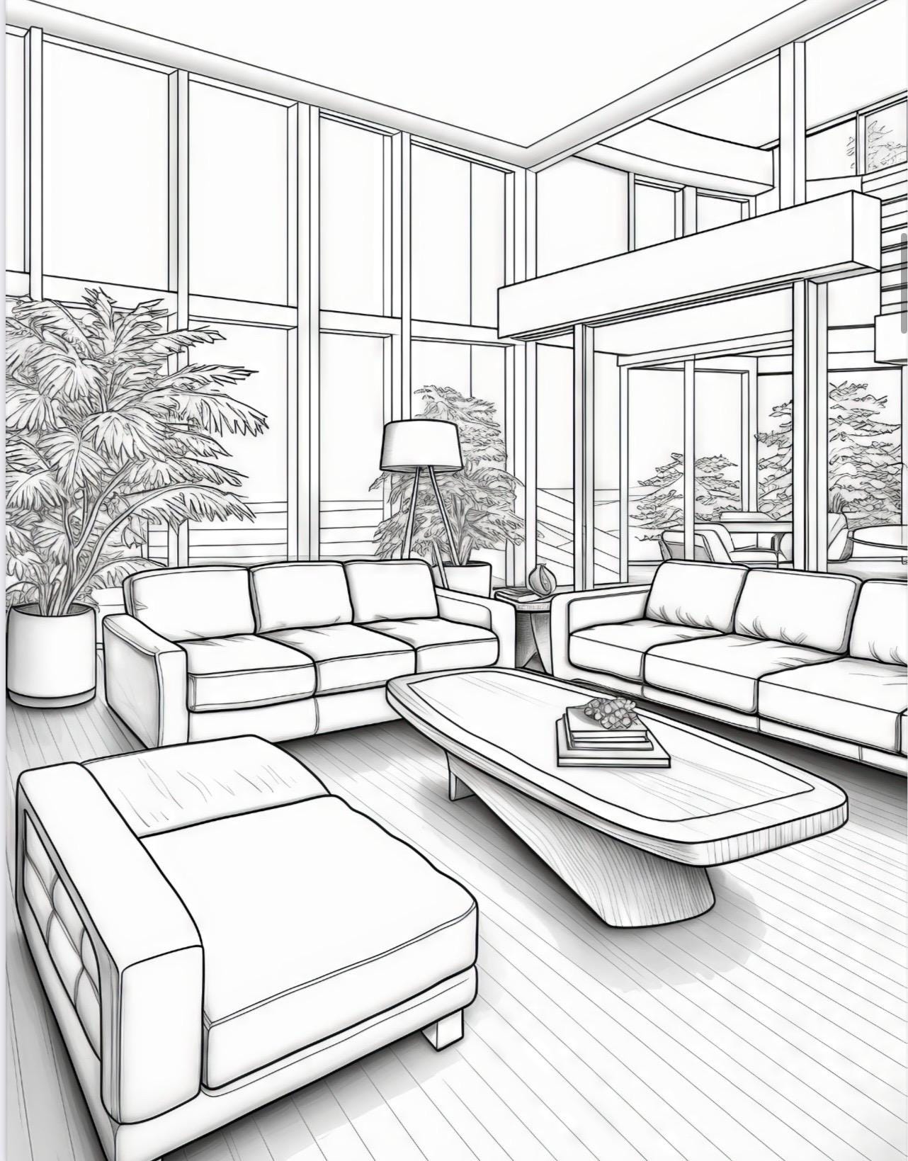 LUXURY INTERIORS (25 Stunning Coloring Pages) - Etsy