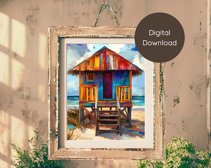 Beach Shacks - Digital Wall Art Print - Printable File - JPEG ...