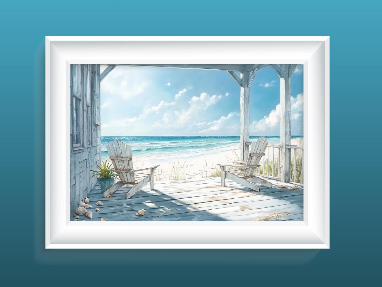 Coastal Porch Digital Art Beach House Wall Decor Nautical Printable ...
