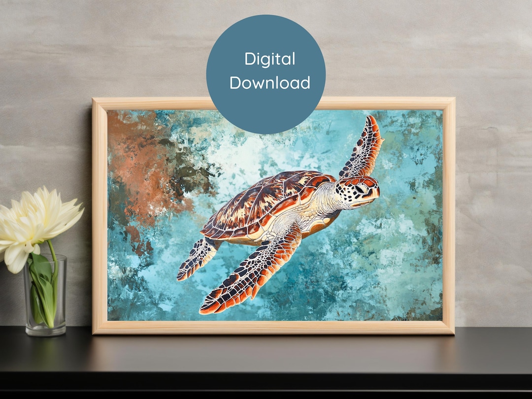Sea Turtle Wall Art Coastal Ocean Decor Digital Download Print Beach ...
