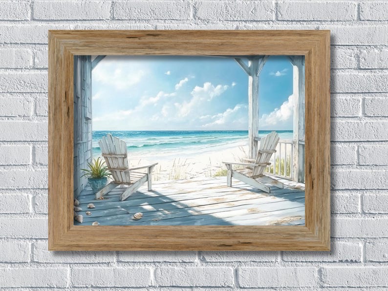 Coastal Porch Digital Art Beach House Wall Decor Nautical Printable ...