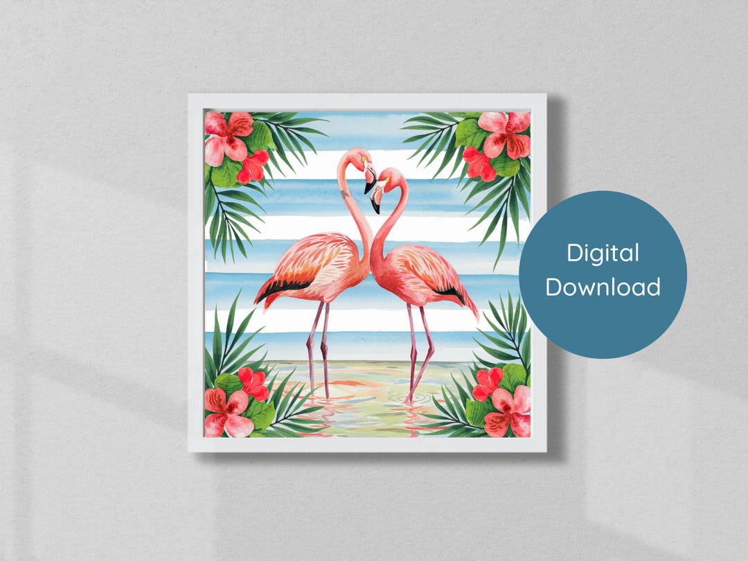 Tropical Flamingo Watercolor Printable Digital Art Printable Wall Decor ...