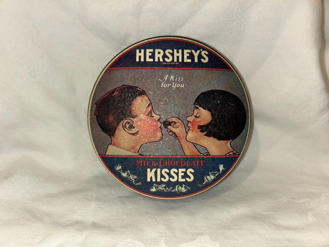 1 Vintage Round Hershey's Kisses Tin - Milk Chocolate Advertisement ...