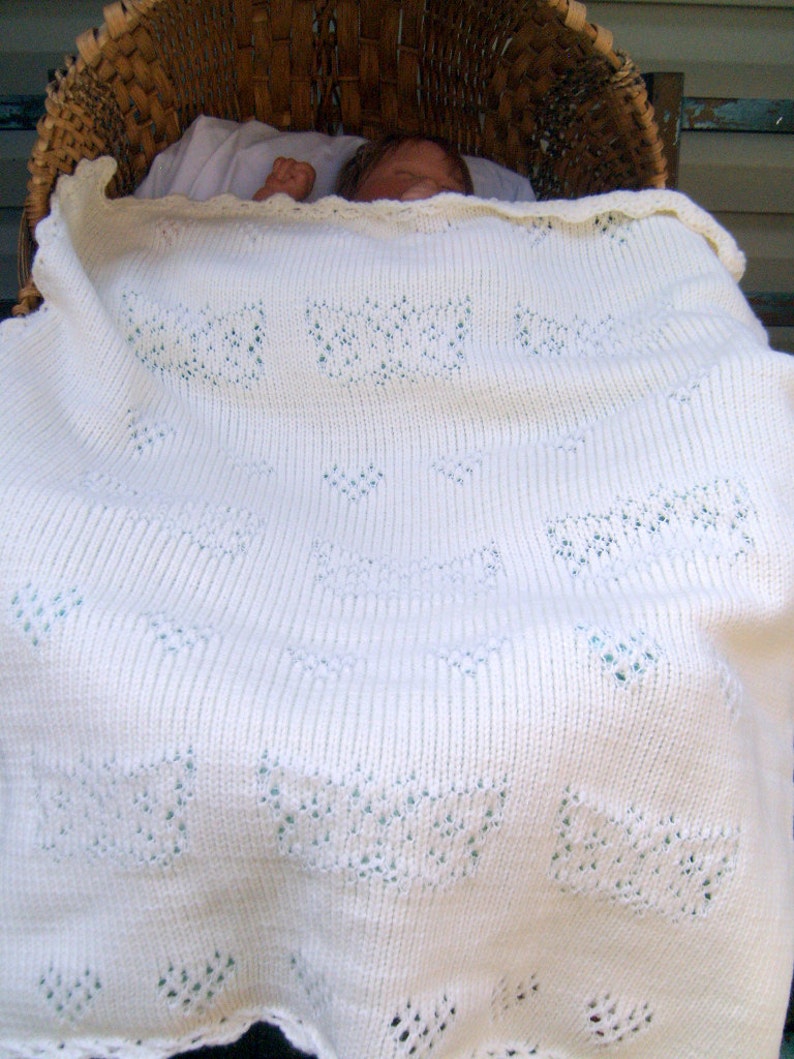 Love's Sweetness MACHINE Knitting Baby Blanket With Butterflies Pattern ...