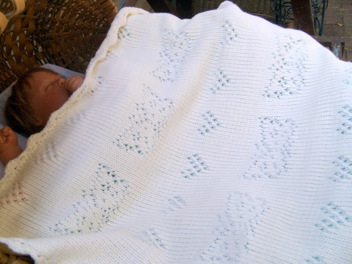 Love's Sweetness MACHINE Knitting Baby Blanket With Butterflies Pattern ...