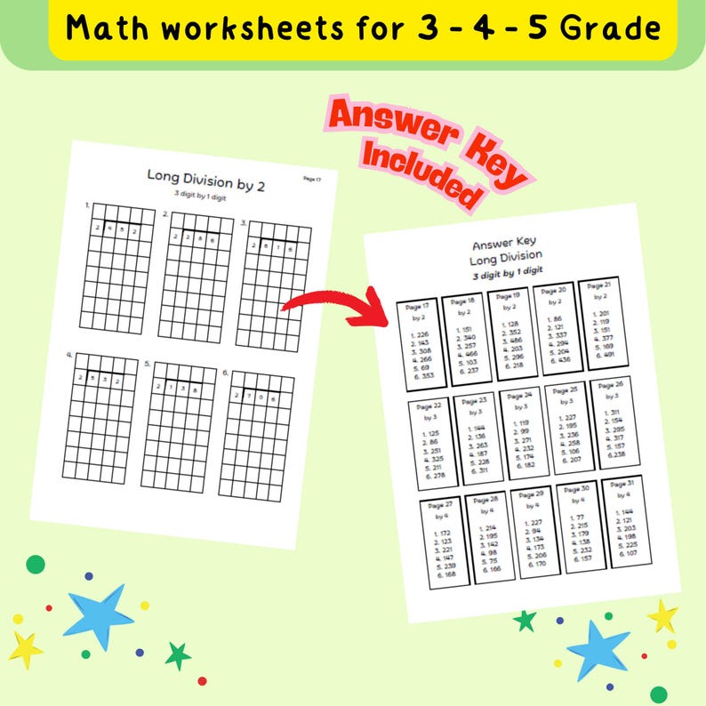 Division Worksheets for 3rd, 4th and 5th Grade, Long Division With 3,4 ...