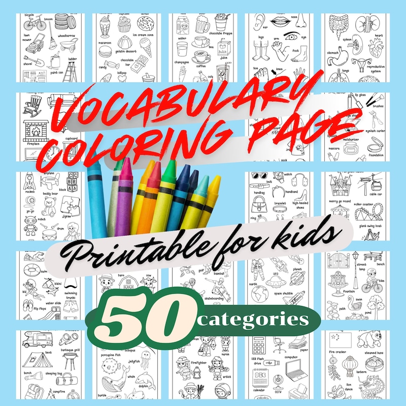 Vocabulary Coloring Book - Etsy UK
