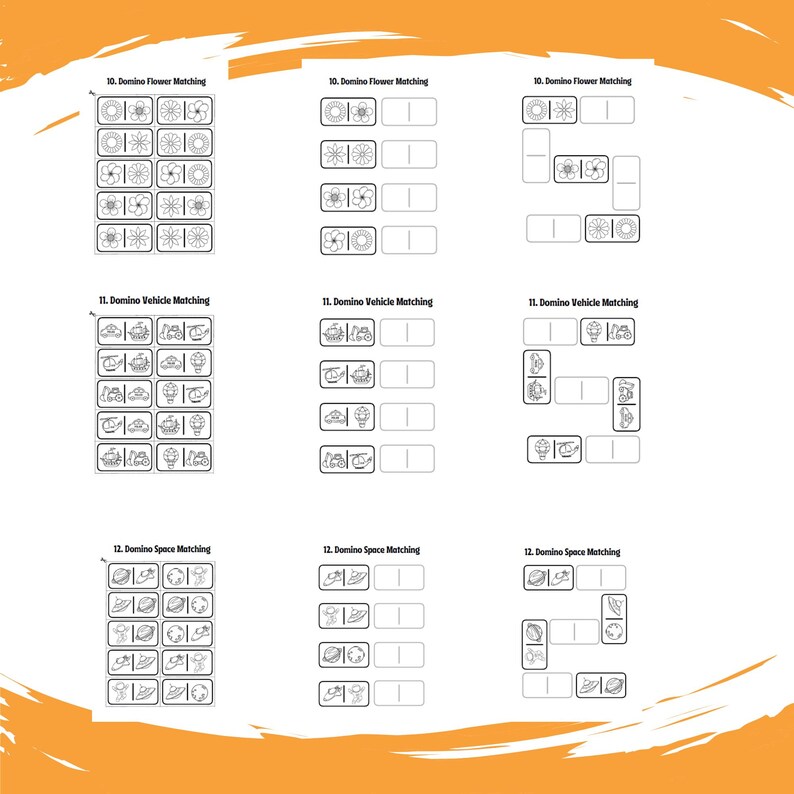 Domino Matching Games, Printable Matching Games for Age 3-6 Year Olds ...