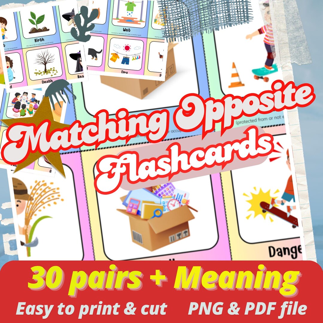 Opposites, Matching Activity, Pairing Cards, Memory Game, Preschool ...