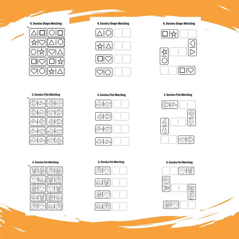 Domino Matching Games, Printable Matching Games for Age 3-6 Year Olds ...