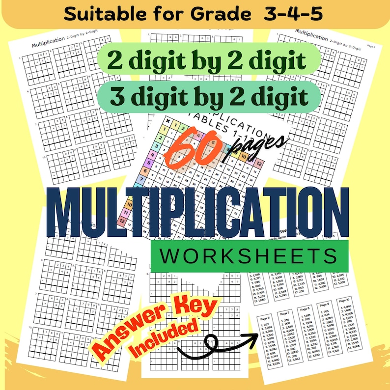 Multiplication Worksheets, Printable PDF Math 3 , 4 , 5 Grade, Worksheets With Answer Math ...