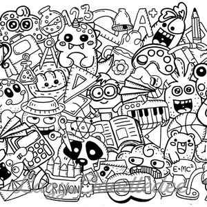 Back to School Doodle Art, Doodle Drawing, Coloring Hand Drawn, Digital ...