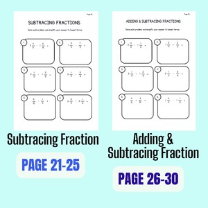 Adding and Subtracing Fractions Printable Math Worksheets, Grade 4th ...