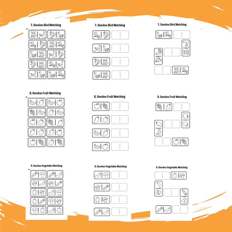 Domino Matching Games, Printable Matching Games for Age 3-6 Year Olds ...