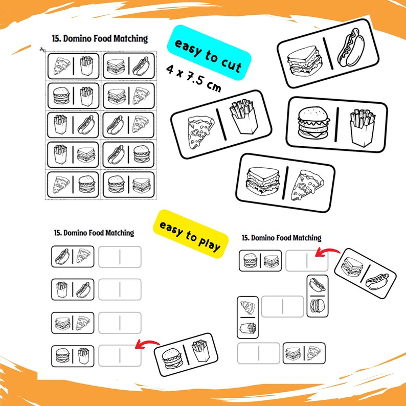 Domino Matching Games, Printable Matching Games for Age 3-6 Year Olds ...