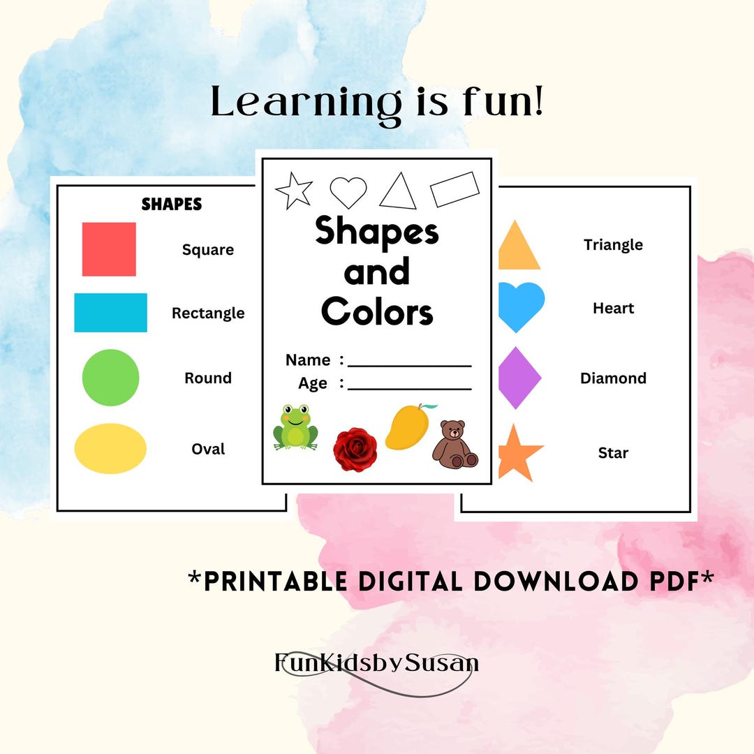Shapes & Colors, Learning is Fun, Coloring Book, Kindergarten Workbook ...