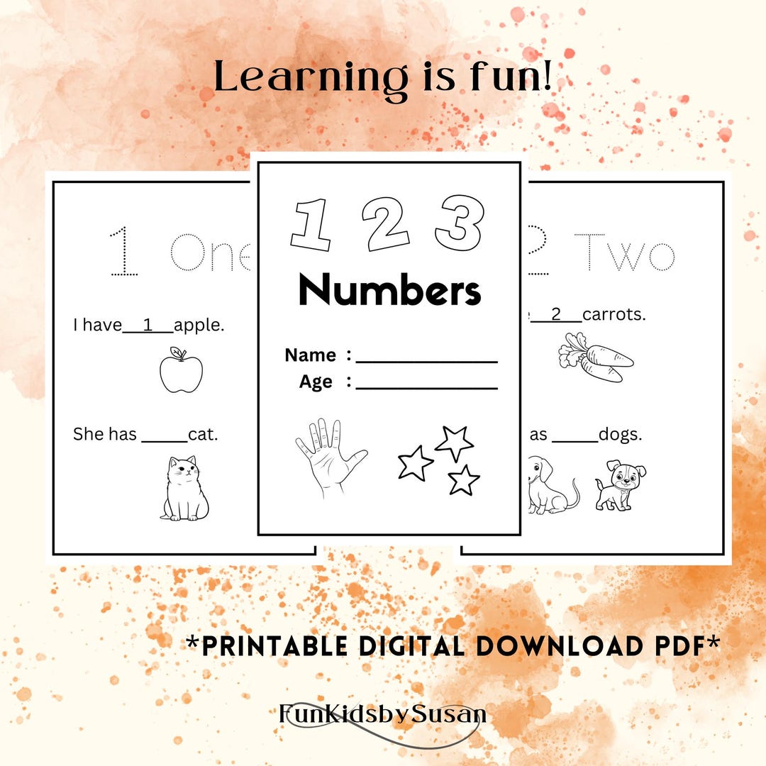 123, Numbers, Learning is Fun, Coloring Book, Kindergarten Workbook ...