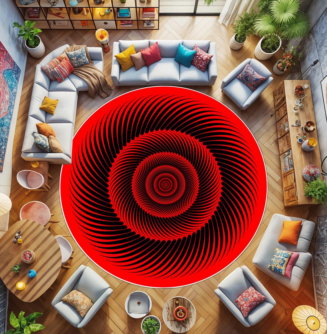 Worteks Rug, Black and Red Rug, Swirl Rug, Best Selling Rug, Trend Rug ...