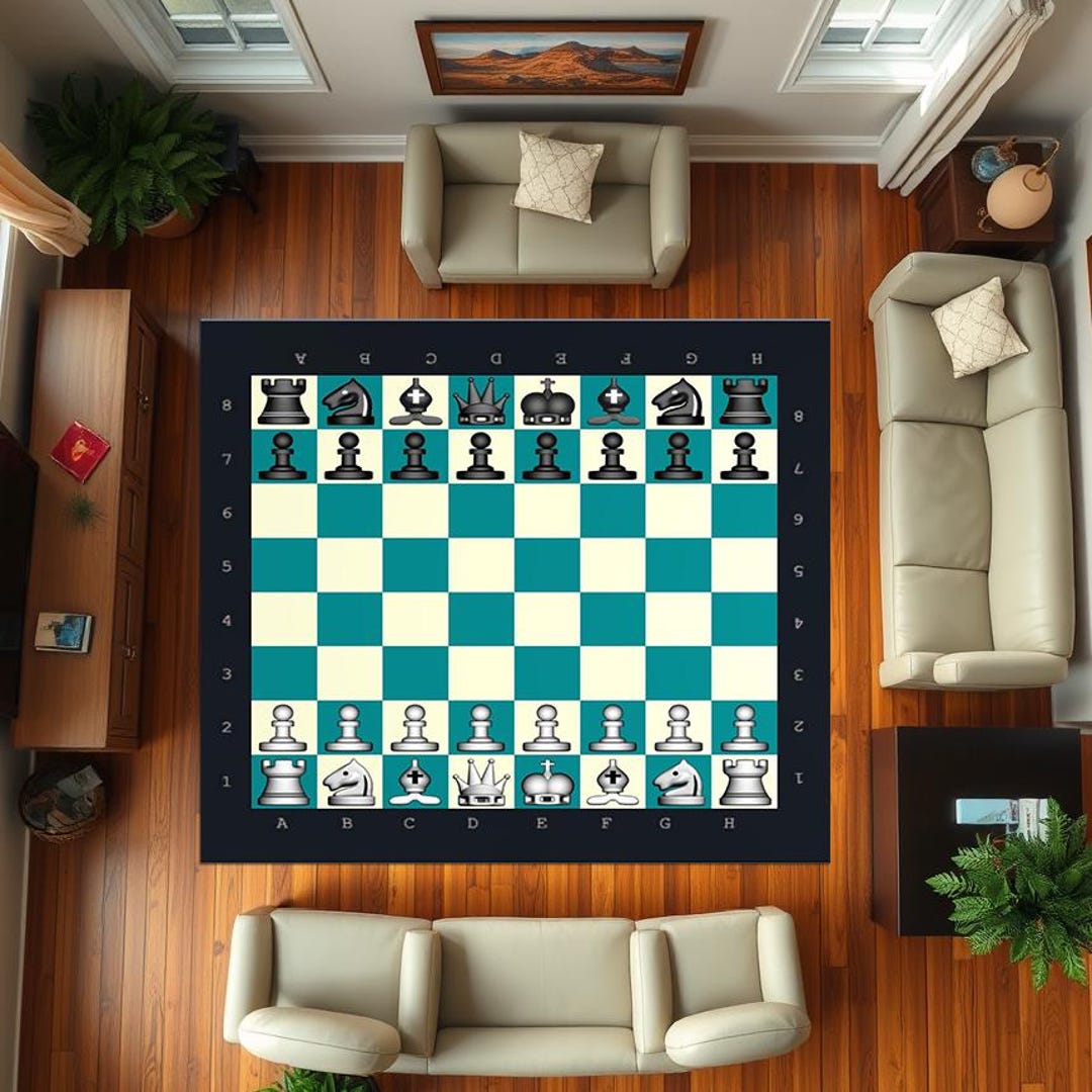 Chess Board Rug, Decorative Chess Carpet, Nonslip Soft Area Mat for ...