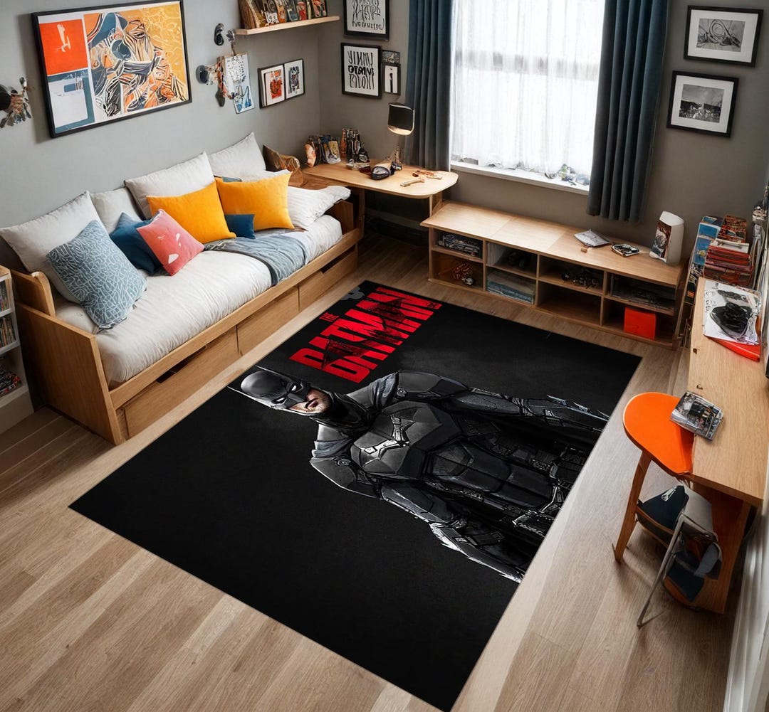 Batman Theme, Comic Design, DC Universe, Superhero Rug, for Living Room ...